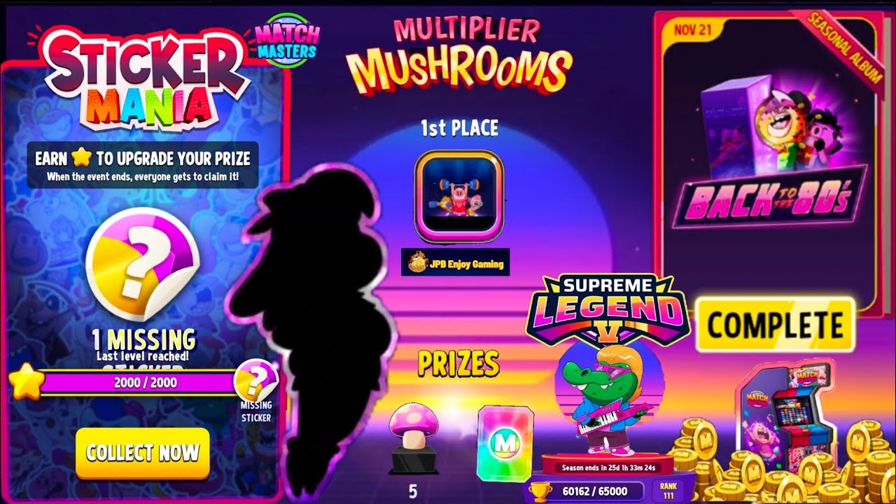 Sticker Mania FREE Diamond stickers, Back to the 80's Complete, Match ...