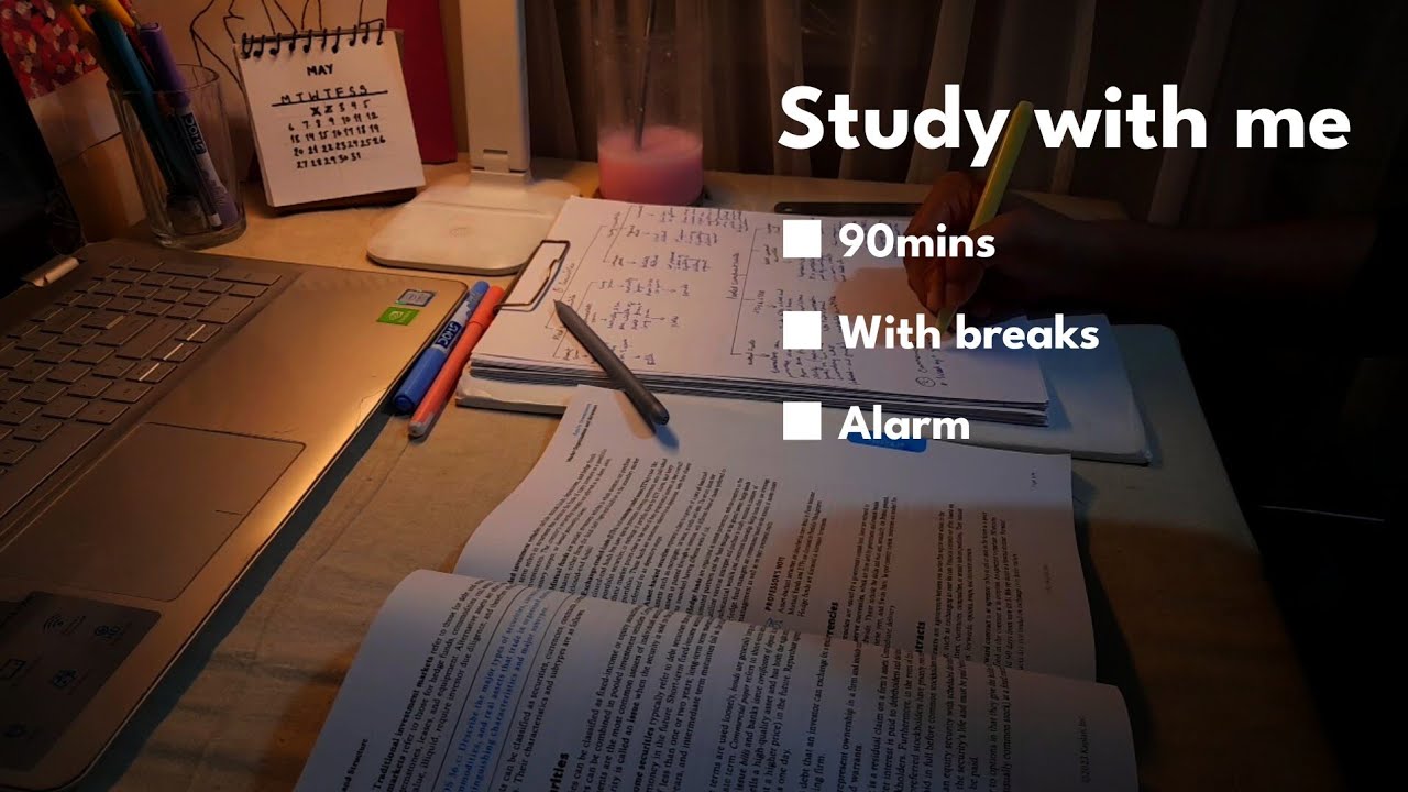 STUDY WITH ME 90mins | 3x25 pomodoro | Focus study with breaks | Alarm ...