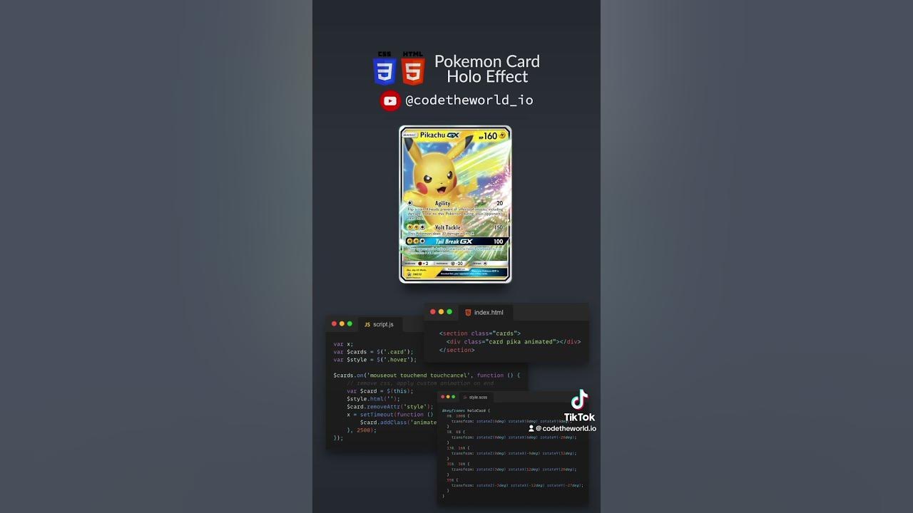 ⚠️⚠️⚠️ Pokemon Card Holo Effect Html Css Javascript ⚠️⚠️⚠️👇👇👇comment To Get Source Code 👇👇👇