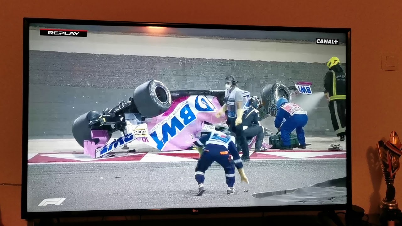 Lance stroll crash on the roof in Bahrain f1 gp 2020 insane accident ...
