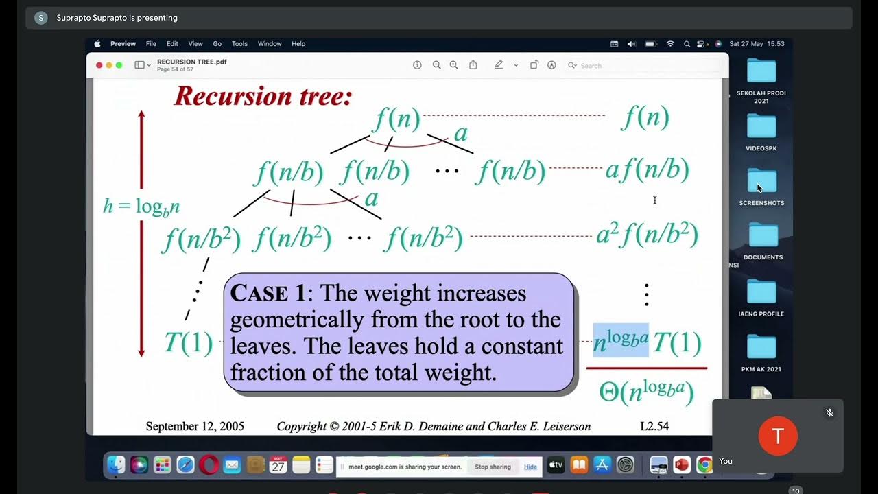Analysis algorithm recursion tree. part 1 - YouTube
