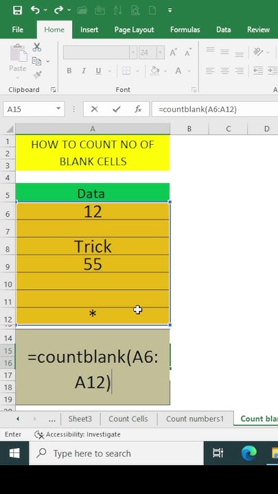 Sharp Trick to count blank cells of given data in excel #msexcel #exceltutorial - YouTube