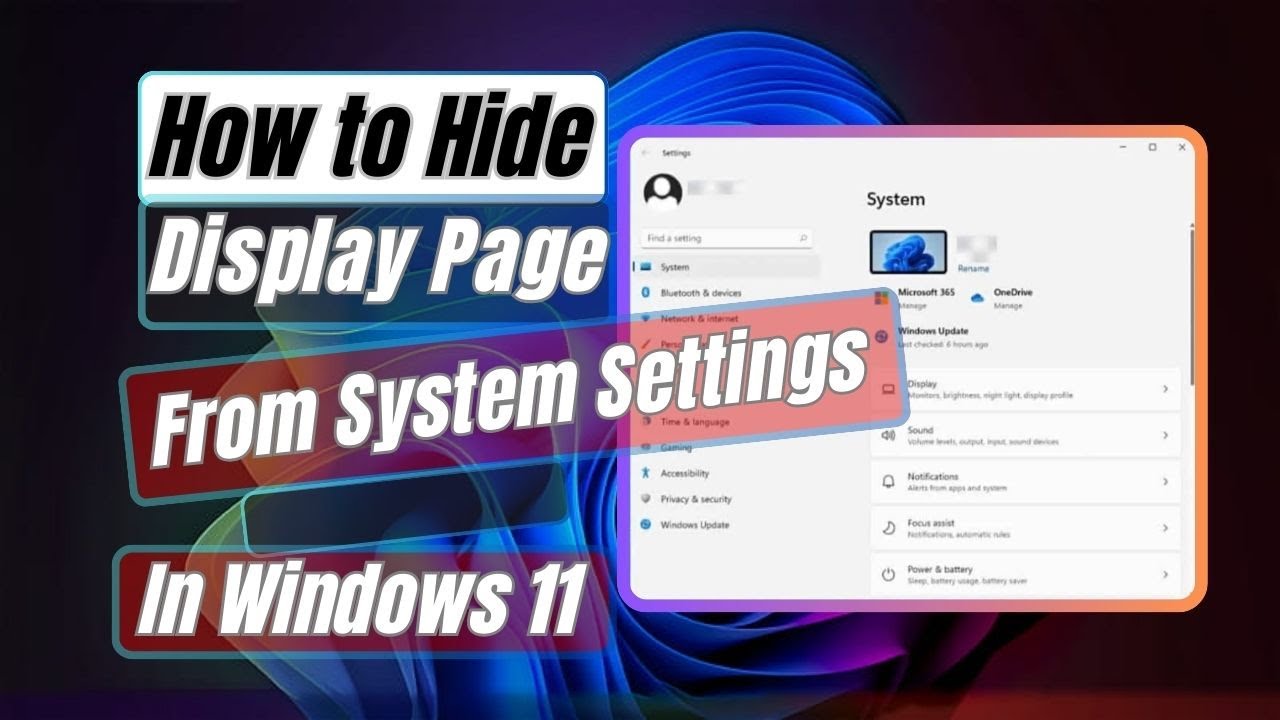 How to Hide Display Page From System Settings In Windows 11 - YouTube