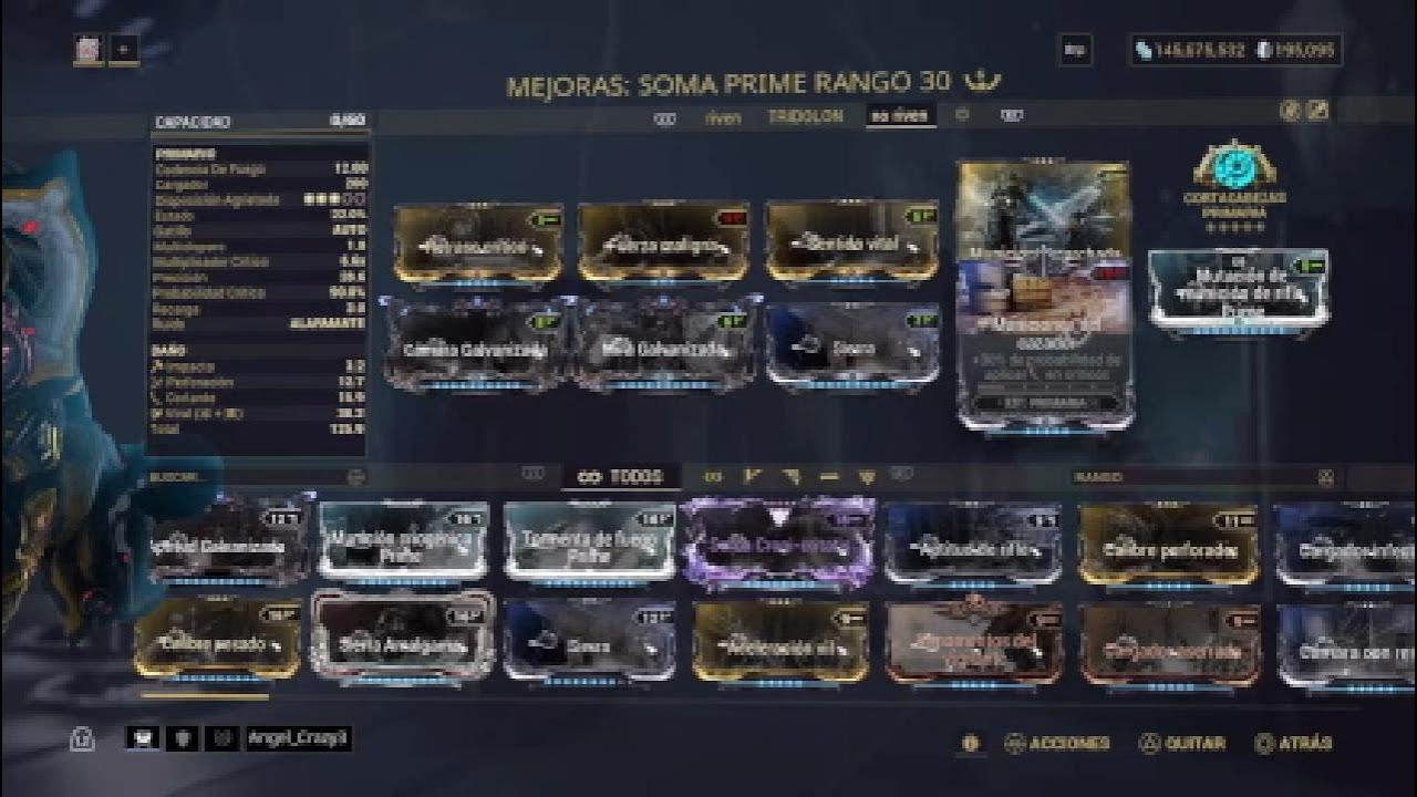 WARFRAME* Mejores builds (SOMA PRIME) Sin riven,con riven y tridolon ...