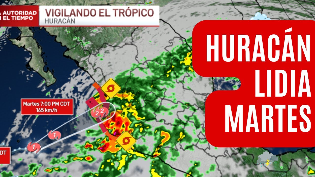 Trayectoria del Huracán Lidia que tocará tierra este martes,10 de ...