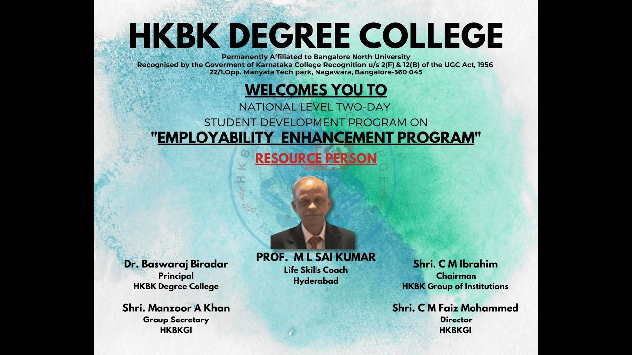 HKBK DEGREE COLLEGE - STUDENT DEVELOPMENT PROGRAM - MAY 2021 ...
