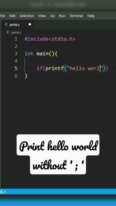Print Hello World Without Semicolon In C Language Youtube