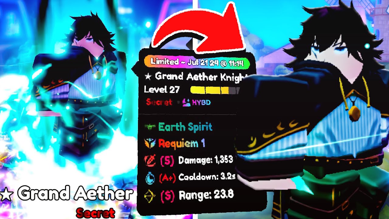 Evolving The STRONGEST 0.1% AETHER KNIGHT in Anime Defenders - YouTube