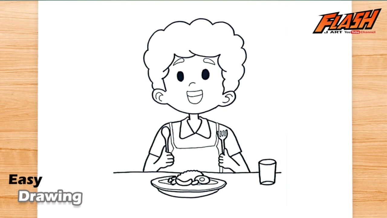 how to draw BREAKFAST TIME step by step - YouTube