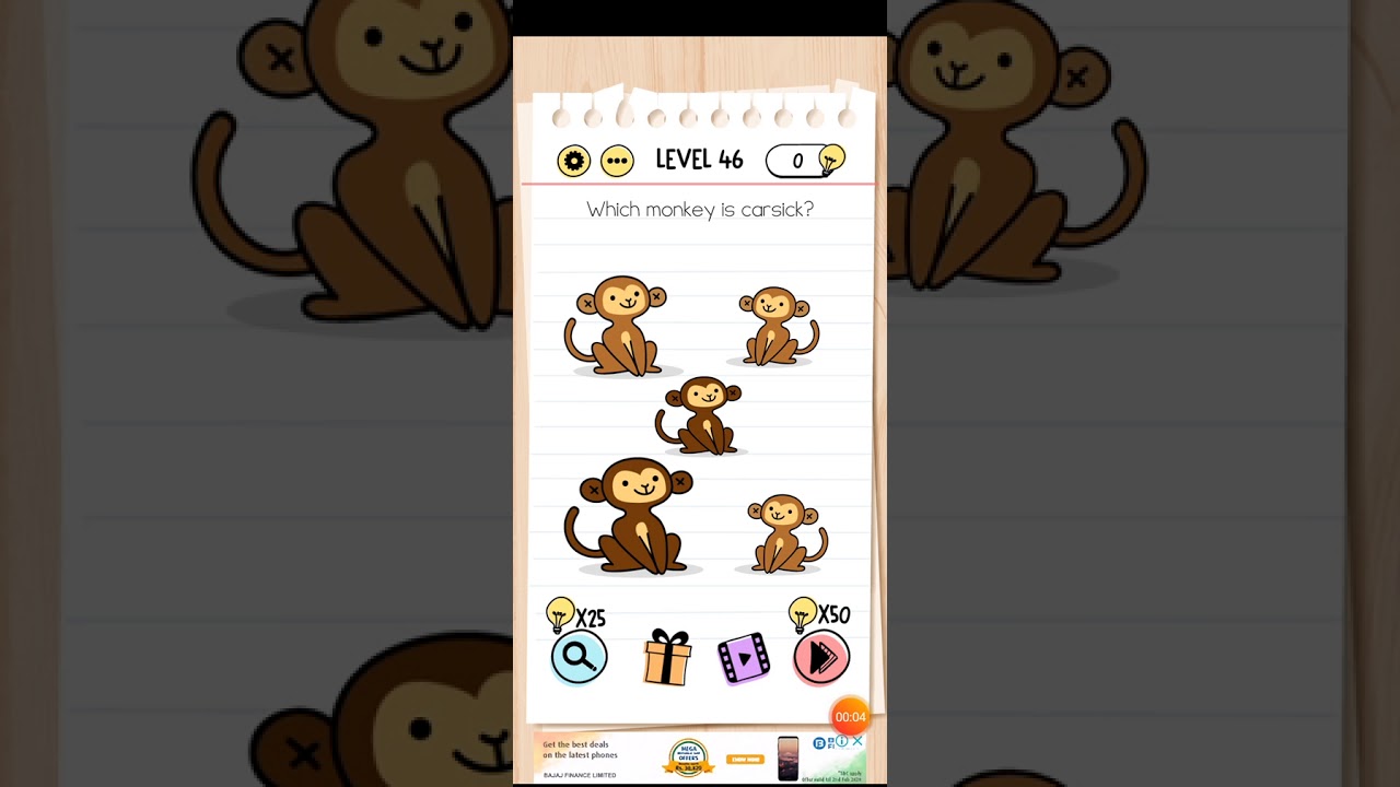 Brain test level 46 Which monkey is carsick? Walkthrough - YouTube