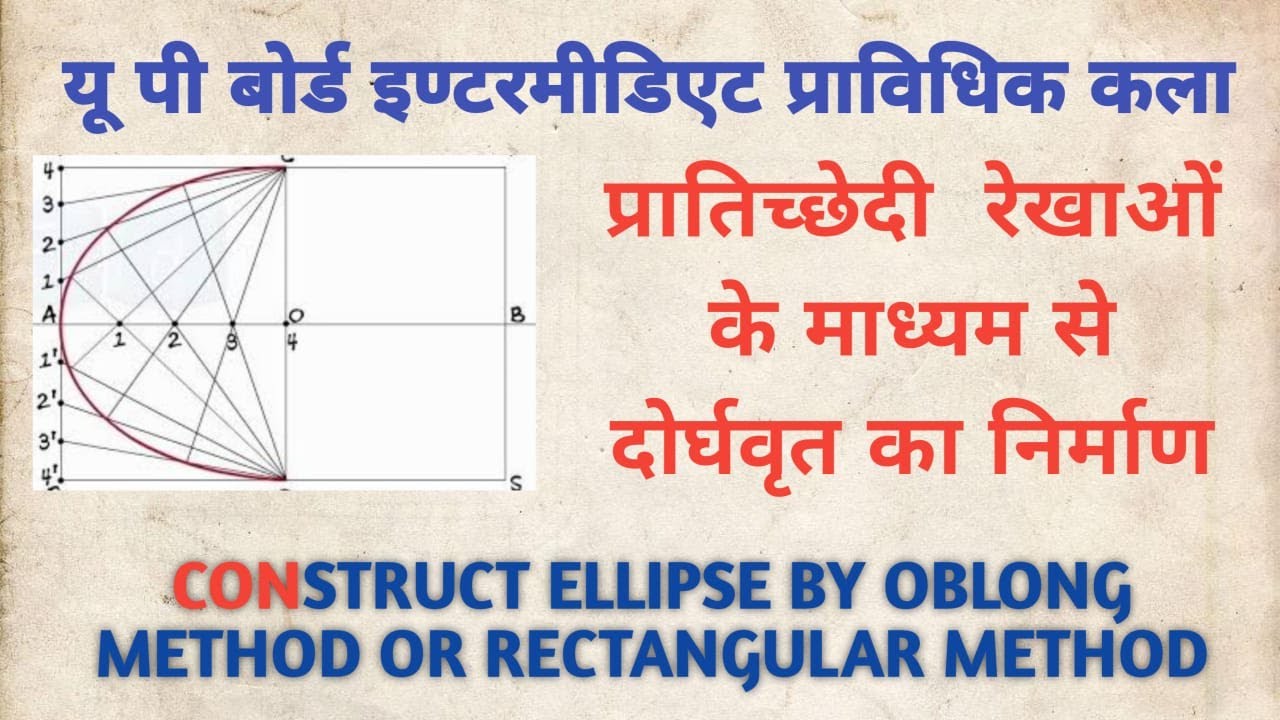 CONSTRUCT ELLIPSE By Oblong or Rectangular Method/प्रतिच्छेदी रेखाओं ...