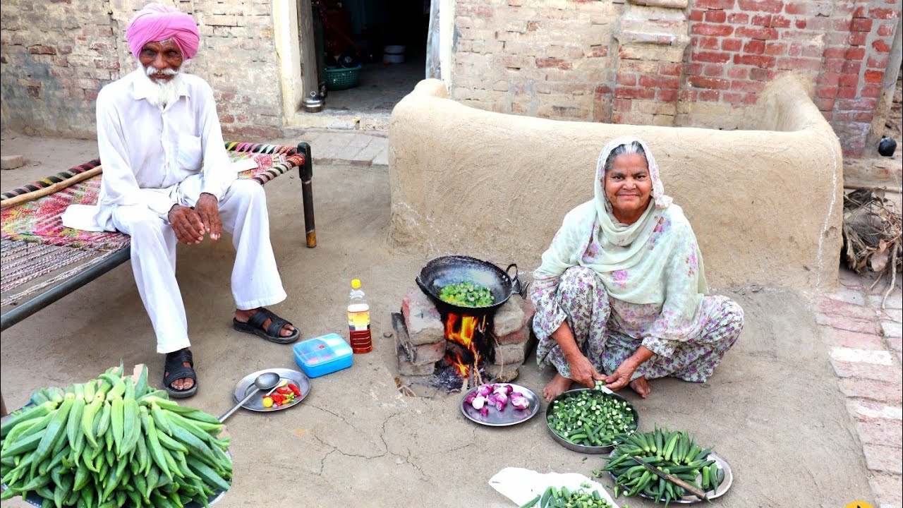 Indian Village Kitchen Evening Routine 2019 💓 Bhindi Recipe💜Villager ...