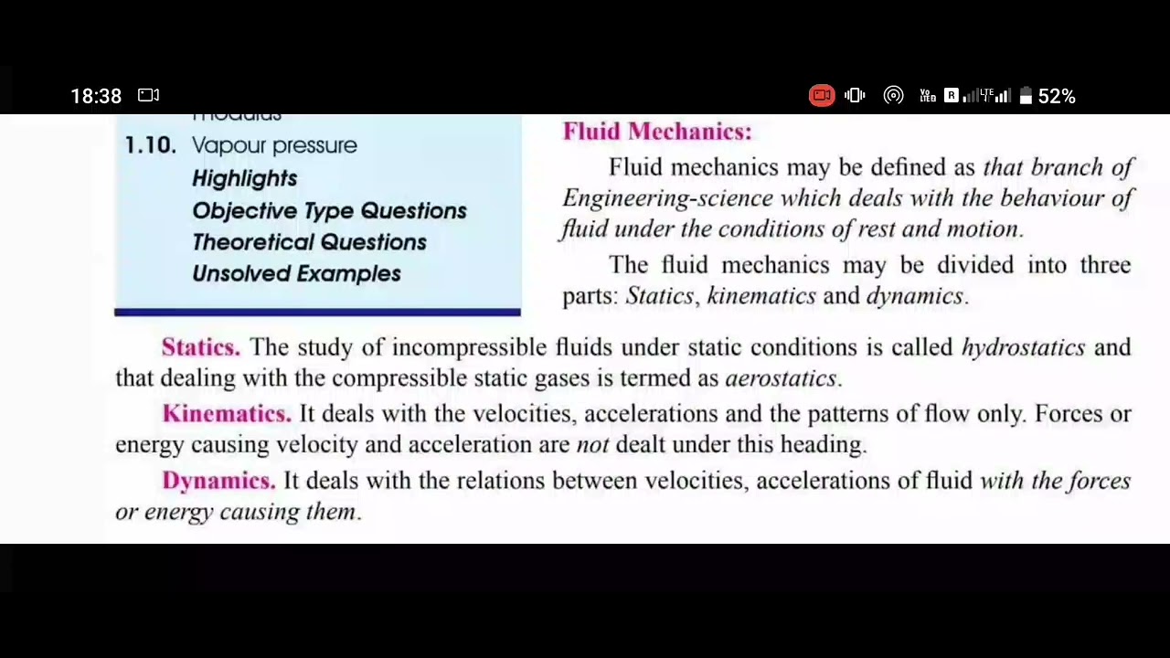 ll fluid property and fluid Statics ll ll definition of fluid mechanics ...