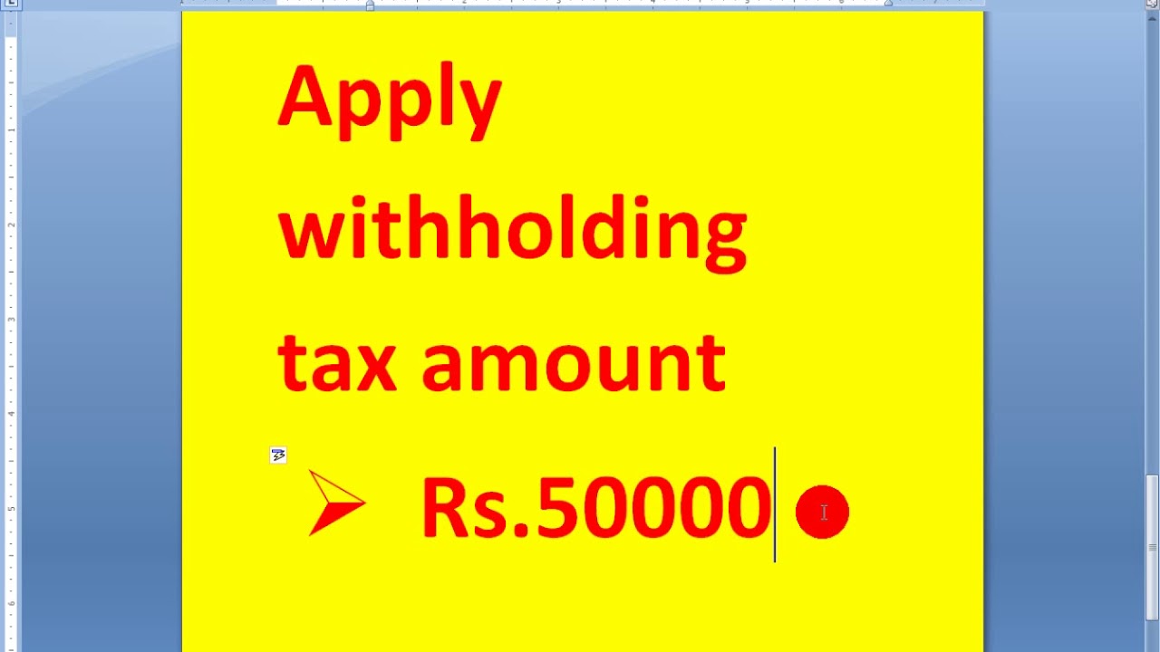 apply withholding tax in ms.excel - YouTube