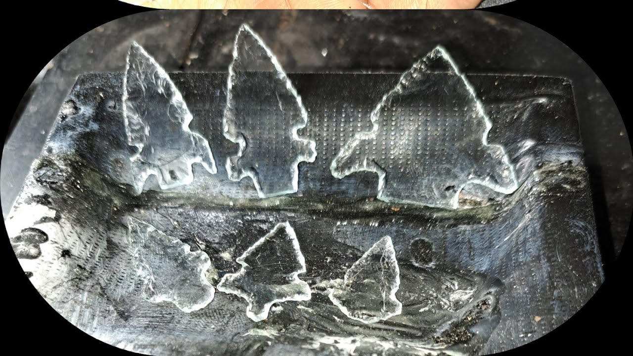 knapping glass arrowheads - YouTube