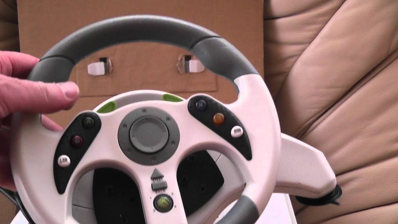 Mad Catz Xbox 360 MC2 MicroCON Wheel, pedals - YouTube