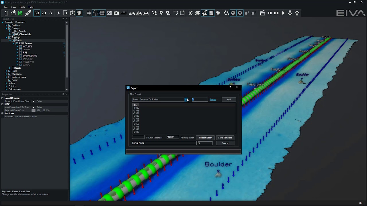EIVA NaviSuite – NaviModel – Export events - YouTube
