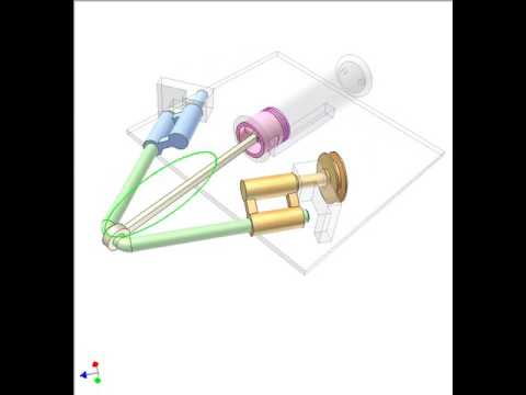Spatial double crank slider mechanism - YouTube