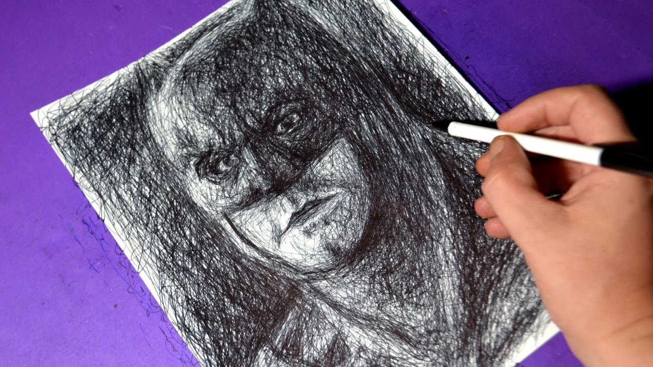 Scribbling Batman / Ballpoint Pen Drawing / Portrait Art / Speed ...