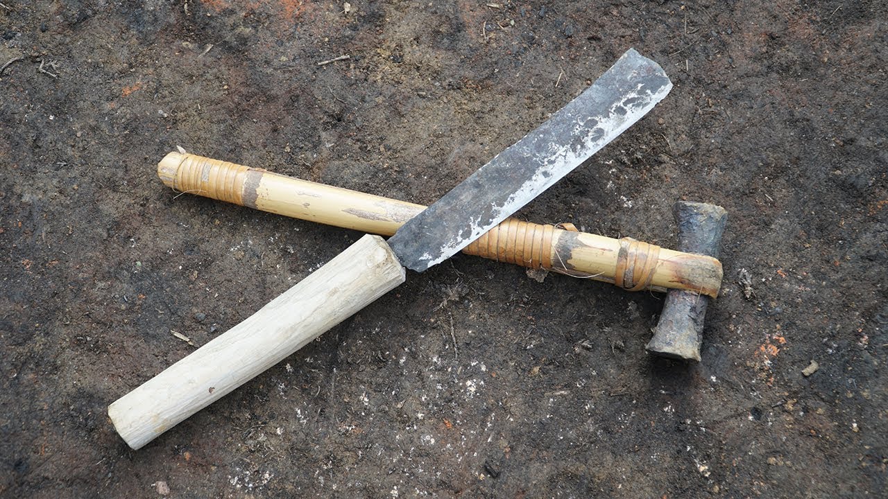 Primitive skills: Making hammer, knife from iron - YouTube