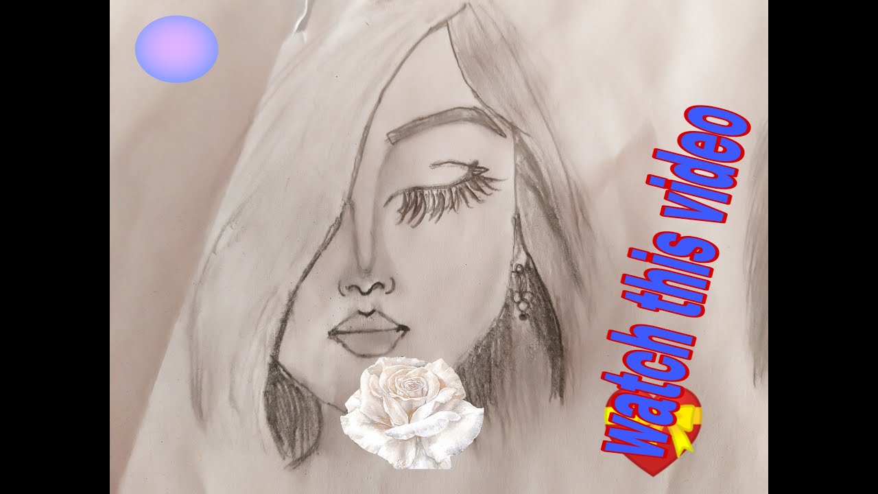 How to draw girl with open hair // pencil sketch - YouTube