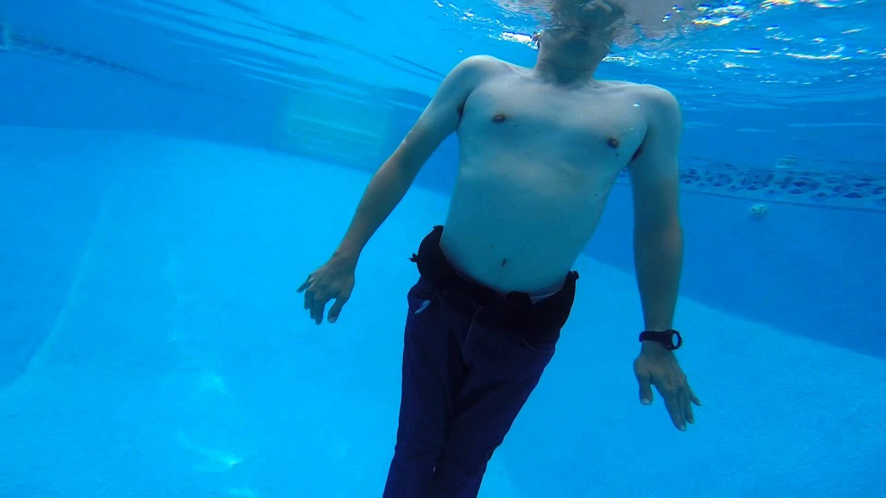 Swimming without goggles and jeans - YouTube