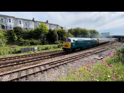 Class 52 Western D1015 “Western Champion” Roars Out Of Plymouth Station ...