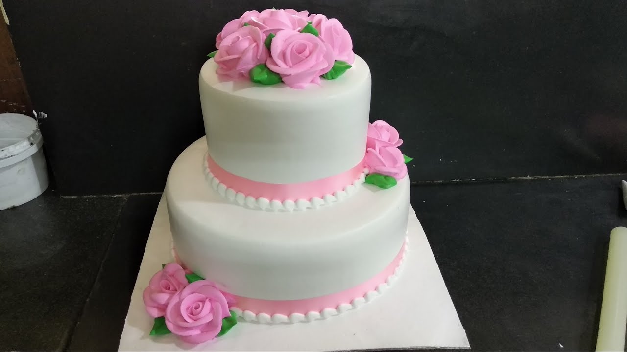 2 Step Cake Design Ideas Pink Flowers Design Cake Making By Pandit Cake ...