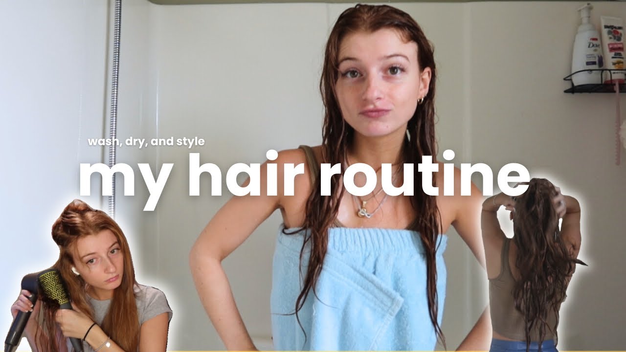 My hair routine! Wash, dry and style my hair with me!! *In depth* - YouTube