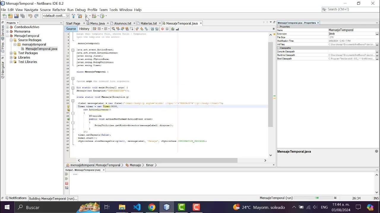 popup o mensaje temporal en java - YouTube