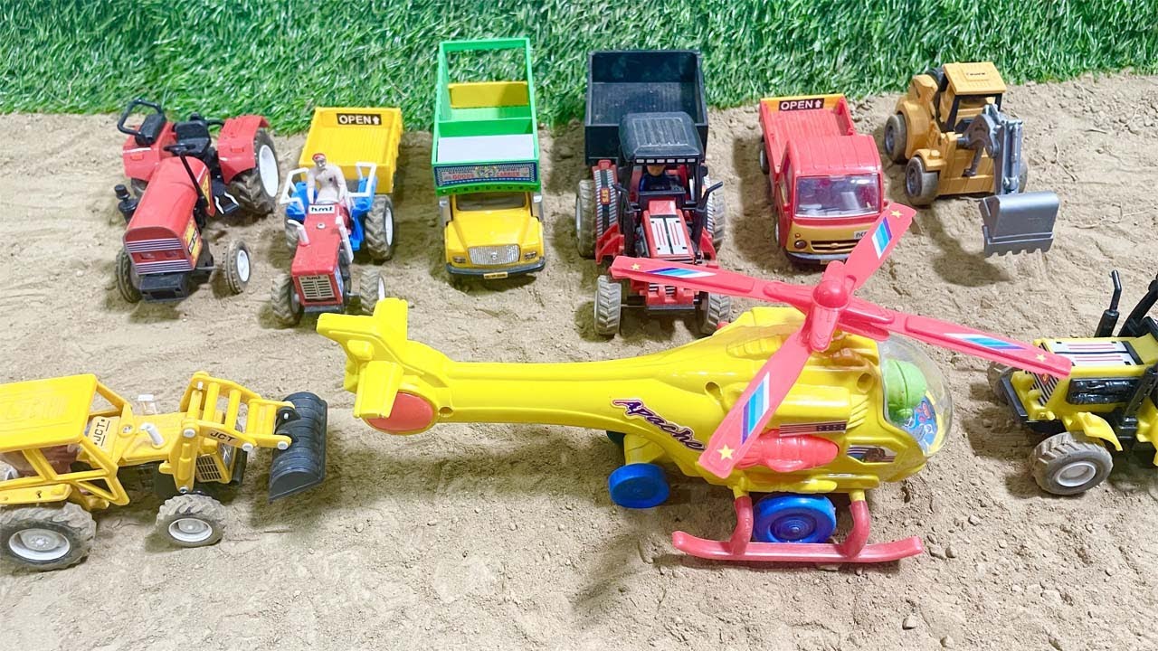 TRAIN JCB TOY CARTOON TOY HELICOPTER KA VIDEO CRANE, JCB, TRACTOR, BUS ...