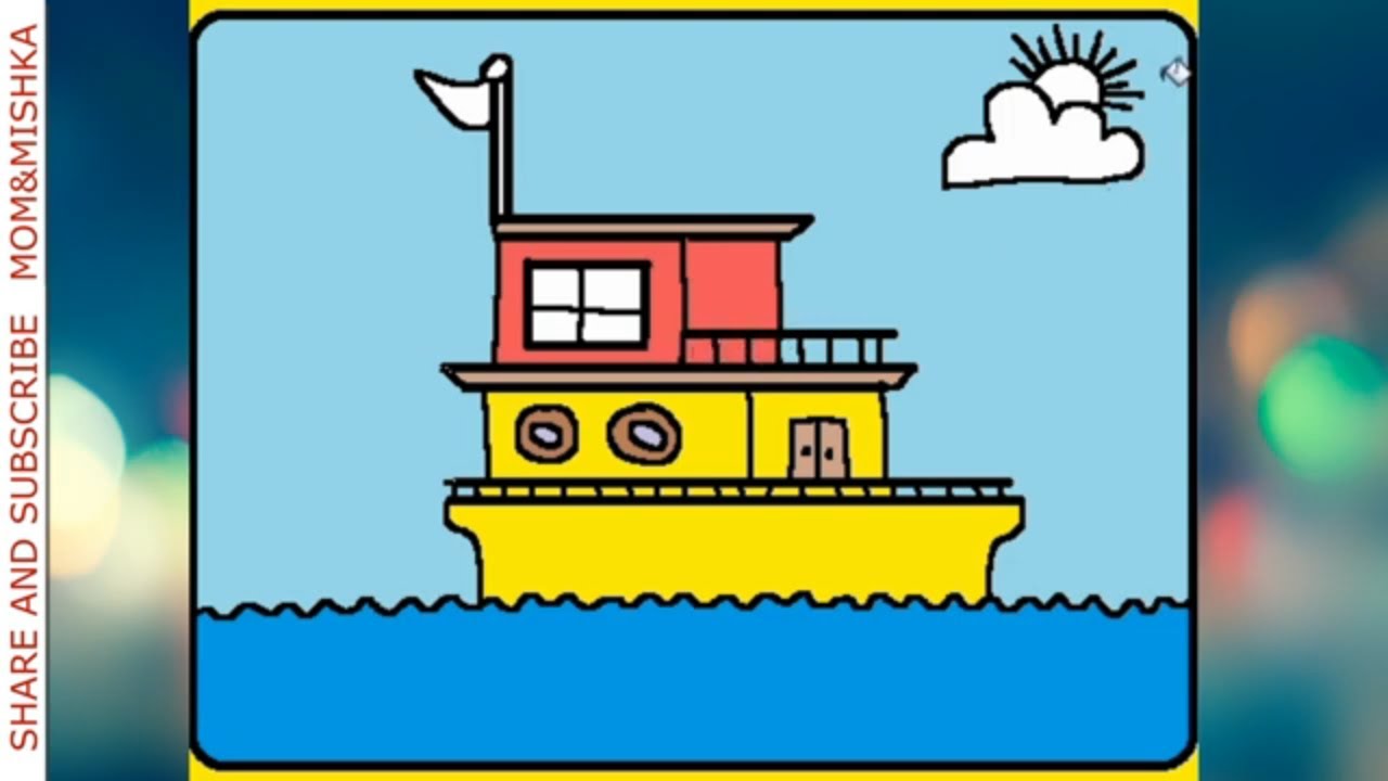 Houseboat Drawing For Kids