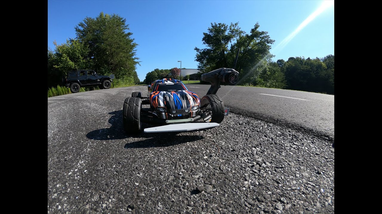Traxxas Rustler 2wd magnum transmission 3s new setup first pass - YouTube