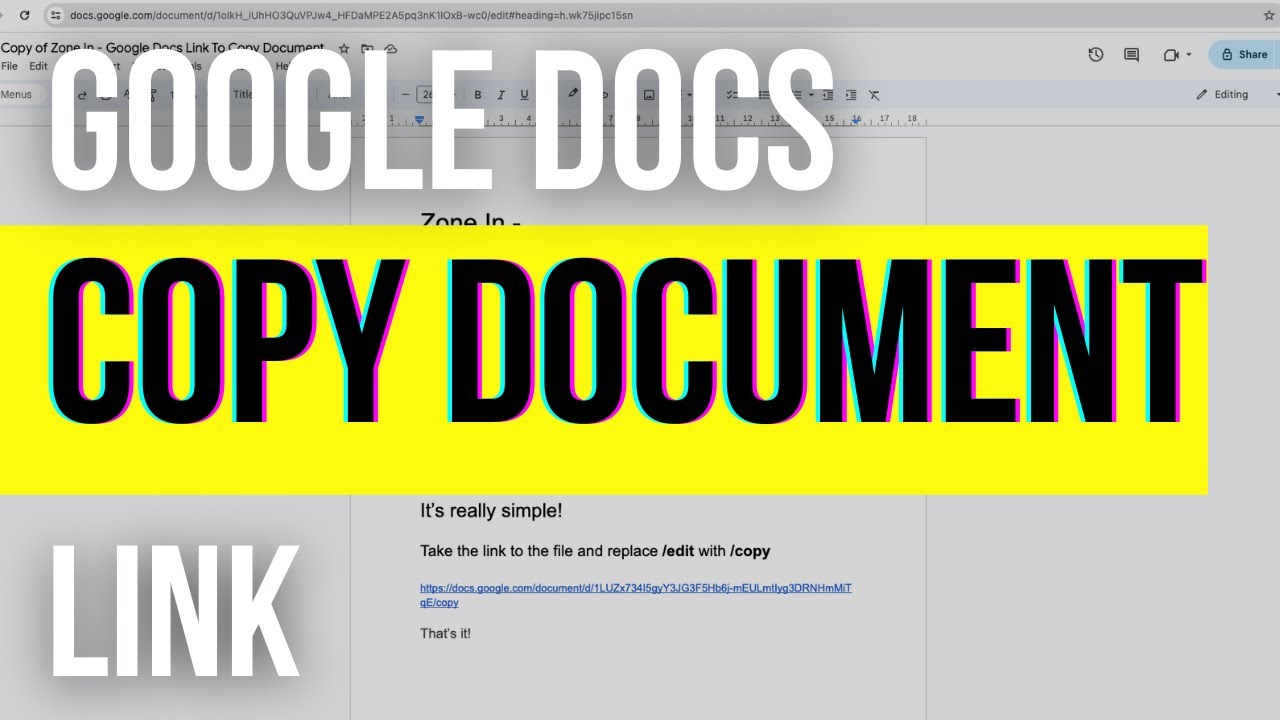 How To Get A Copy Link For A Doc or Slide or Sheet on Google Docs - YouTube