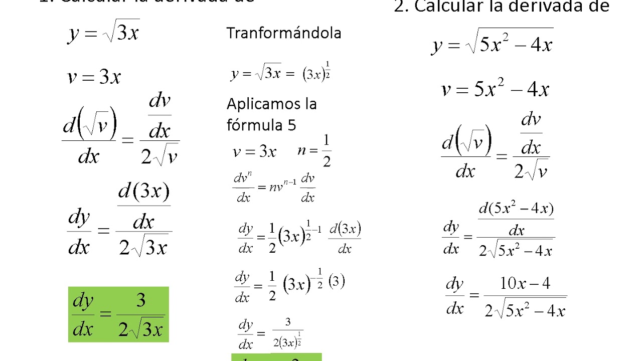 DERIVADAS FORMULAS 8 Y 8a - YouTube