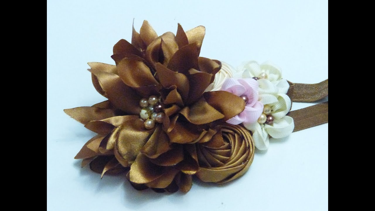 Tutorial de Una bella y Fácil Flor de listón, How to make flowers - YouTube