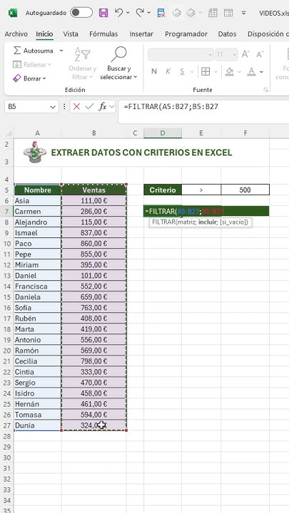 EXTRAER DATOS DE UNA TABLA EN BASE A UN CRITERIO en EXCEL #excel - YouTube