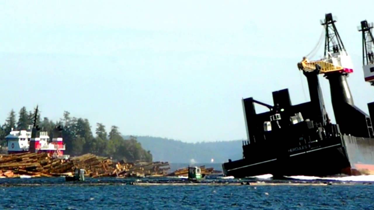 Log Dump Barge Vancouver Island Canada - YouTube
