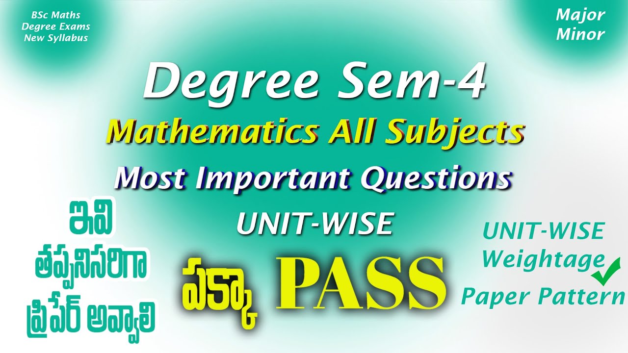 Degree Semester 4 - Mathematics Major All Subjects Most Important ...