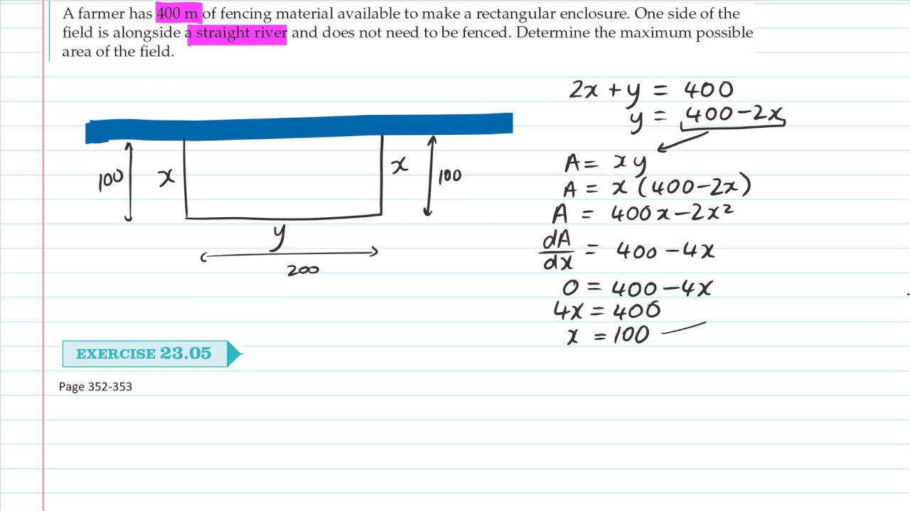 Maxima and minima applications - YouTube