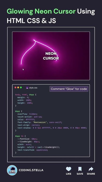 Glowing Animated Neon Cursor using HTML CSS JS 🥶🏷️ :#animation #cursor #glowing #html #css # ...