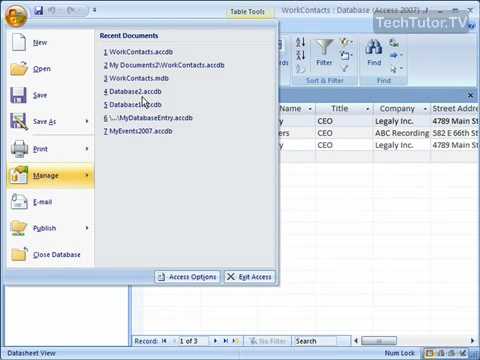 Backup a Database in Access 2007 - YouTube