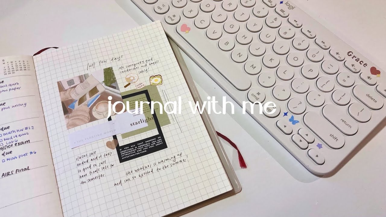 real-time journal with me 📓 decorating a keyboard 🌷🌿 - YouTube