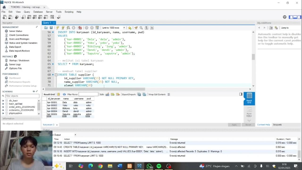 Membuat Database TOKOKU Menggunakan aplikasi Mysql Workbench - YouTube