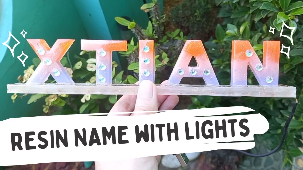 Resin Name with Lights | Pastel Theme with Rhinestones | Resin Making ...