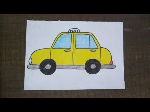 how to draw taxi, very easy taxi drawing for kids, car drawing easy ...