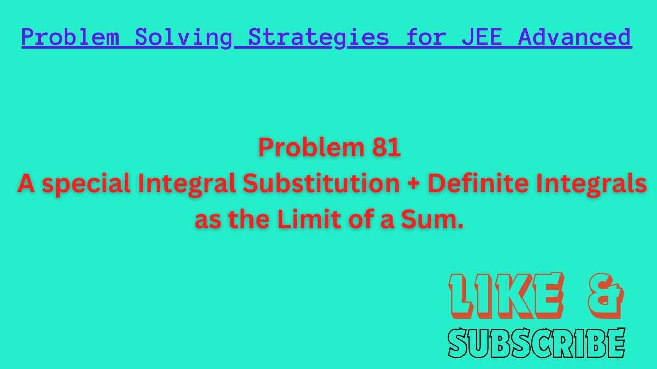 Problem 81. A nice substitution to solve a difficult integral - YouTube