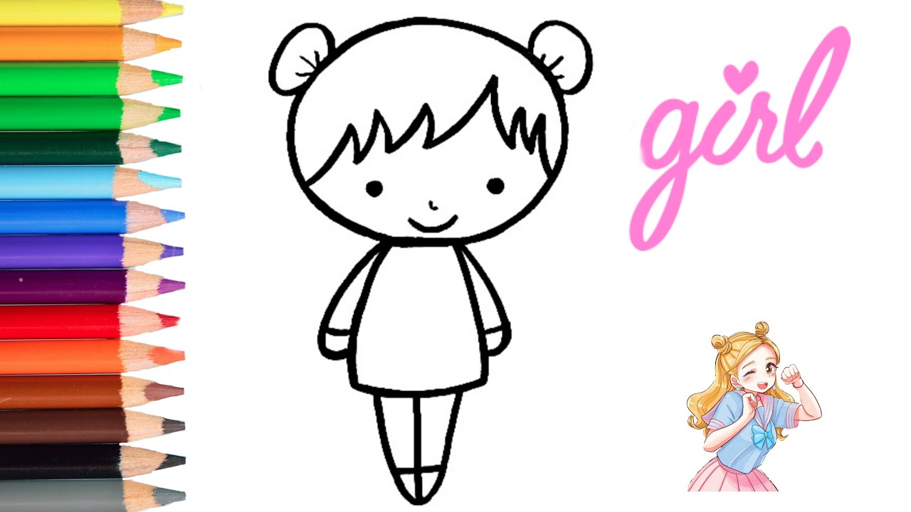 How to draw a Girl | Easy Girl Drawing for Kids | Easy Kids Drawing ...