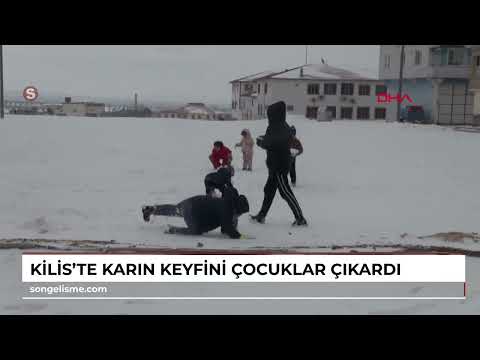 Kilis'te karın keyfini çocuklar çıkardı
