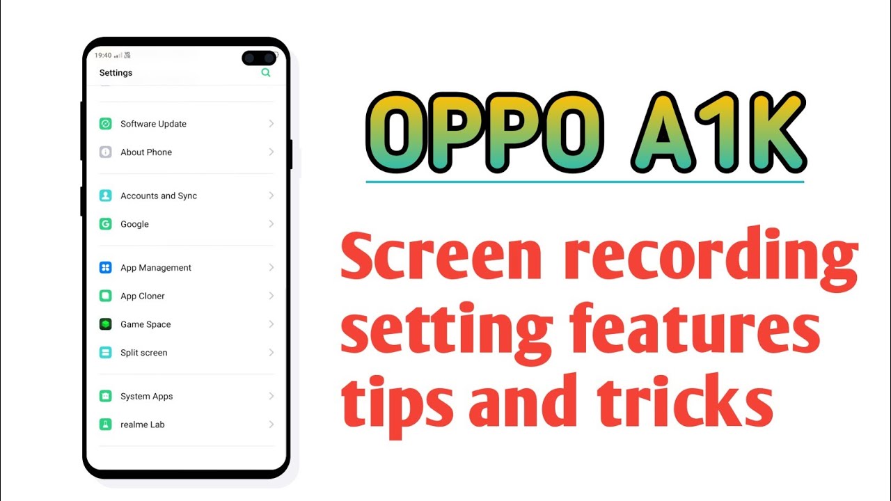 OPPO A1K , Screen recording setting features How to use - YouTube